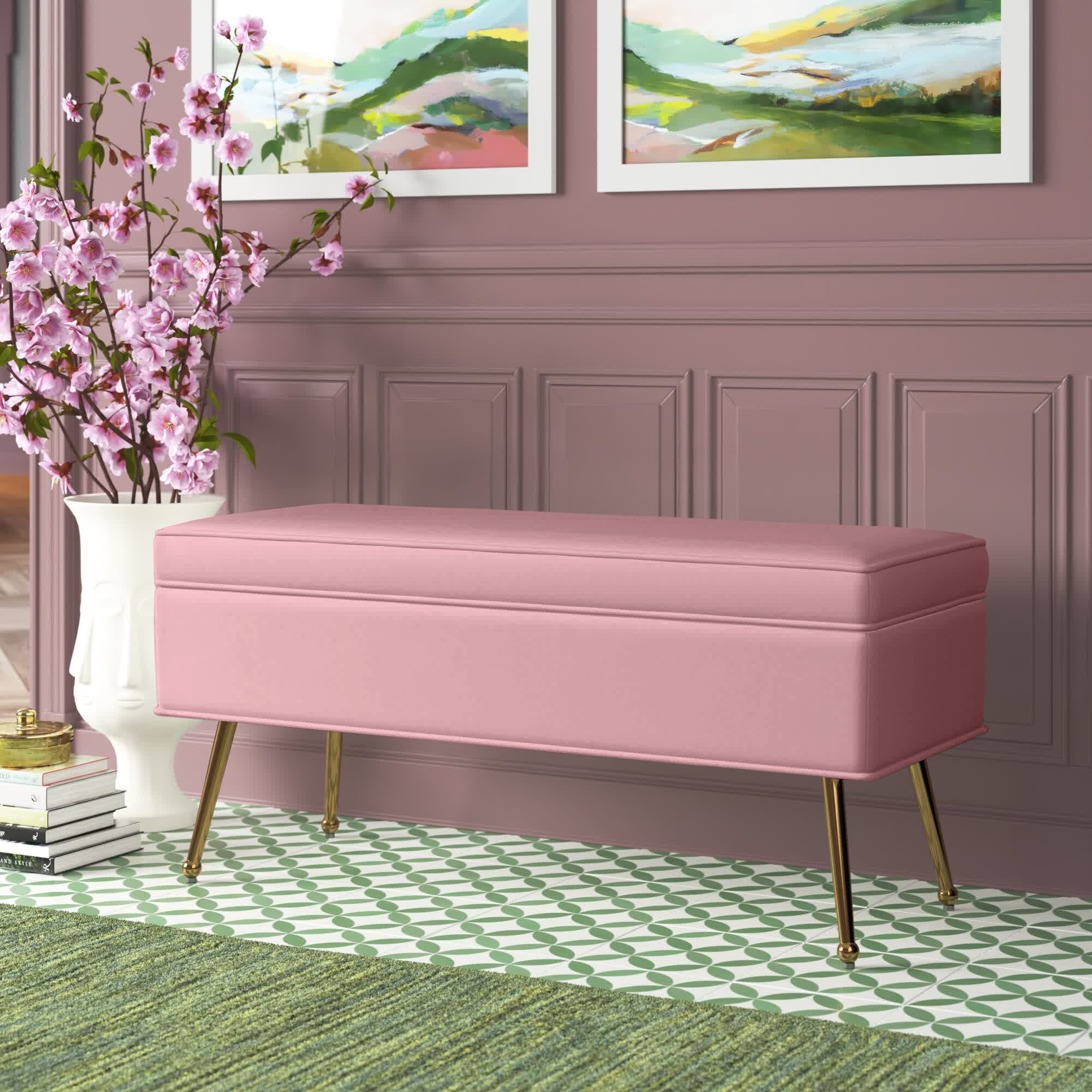 Etta Avenue Sicilia Upholstered Flip Top Storage Bench Reviews Wayfair